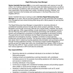 Rapid Rehousing Case Manager 10.23.19 – Harbor Interfaith Services
